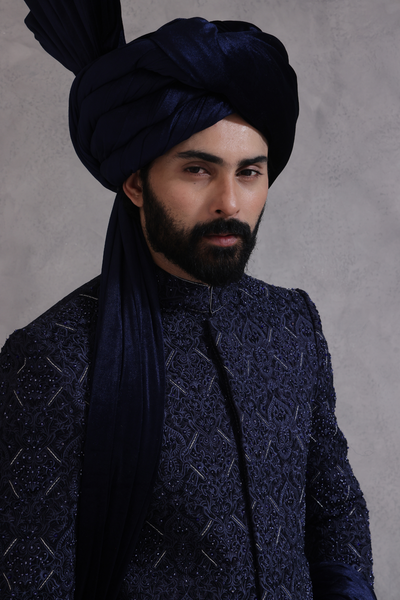 ER SH 118 Navy Blue Sherwani For Men – Edge Republic