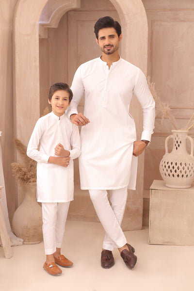 ER FS 9 Classic White Father Son Matching Kurta Pajama – Edge Republic